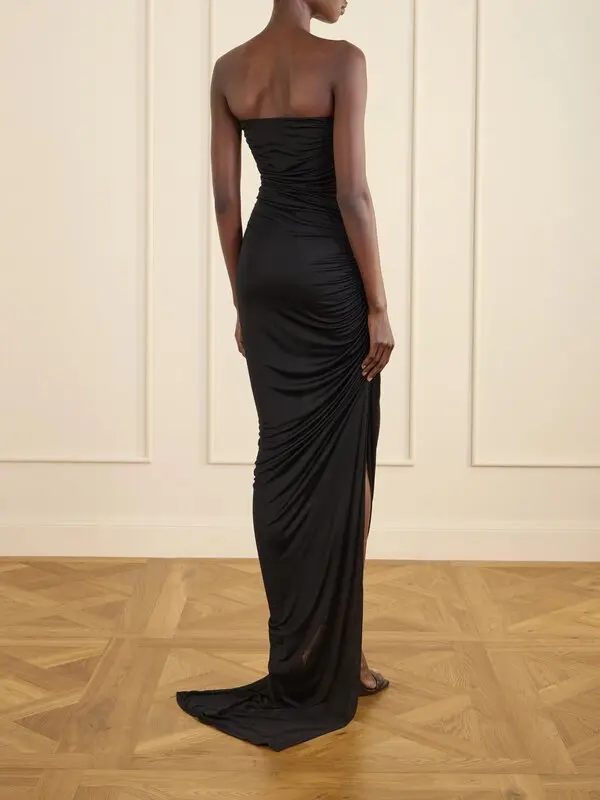 Rick Owens Edfu Strapless Gathered Stretch-jersey Gown - Black