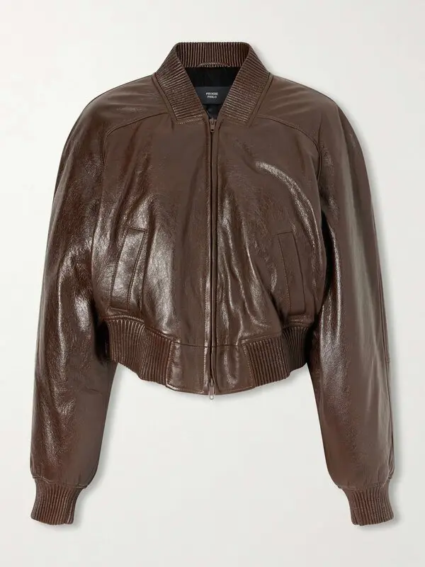 Phoebe Philo Leather Bomber Jacket - Brown