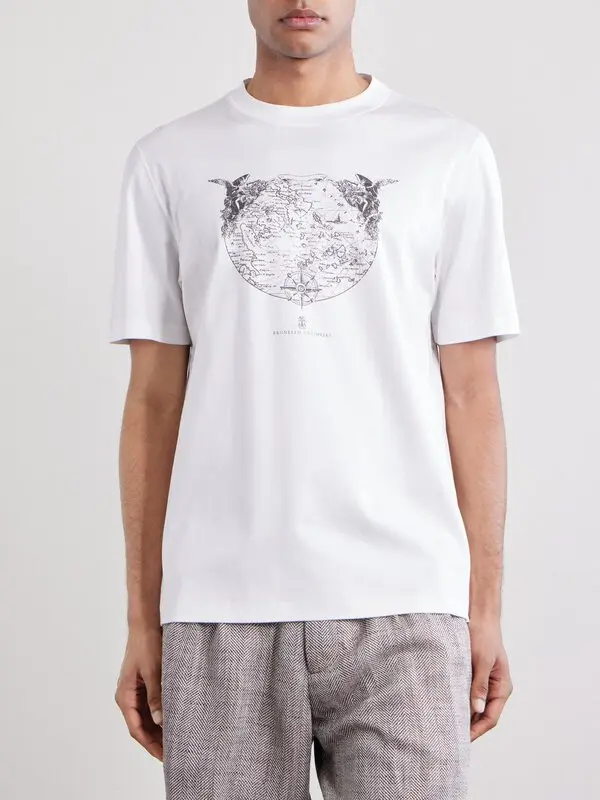 Brunello Cucinelli Logo-print Cotton-jersey T-shirt - White