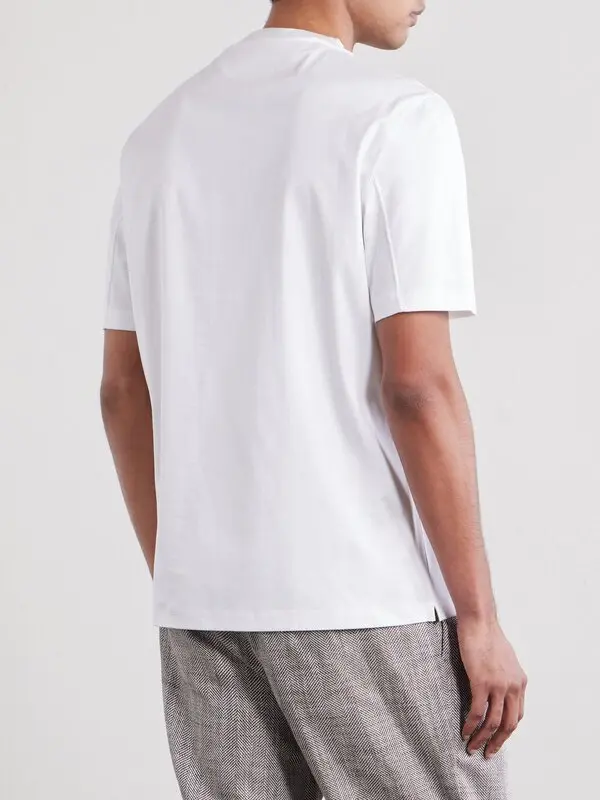 Brunello Cucinelli Logo-print Cotton-jersey T-shirt - White