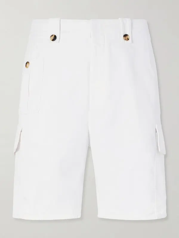 Brunello Cucinelli Straight-leg Cotton-twill Cargo Shorts - White