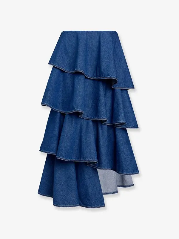 Alaïa Spiral Denim Skirt - Blue