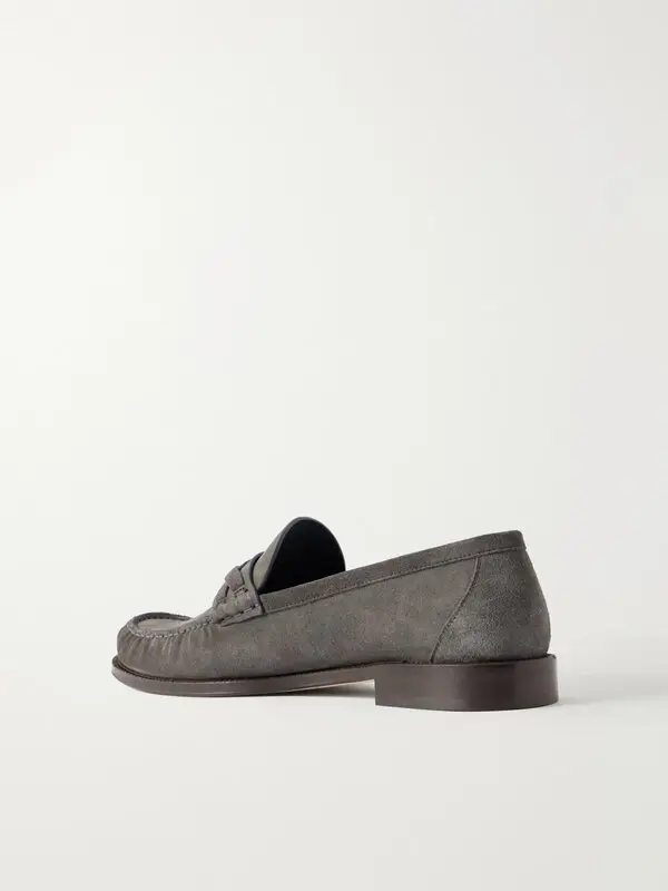 Brunello Cucinelli Suede Penny Loafers - Gray