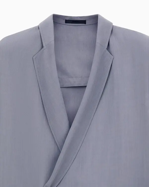 Giorgio Armani Double-breasted Jacket In A Silk And Linen Poplin