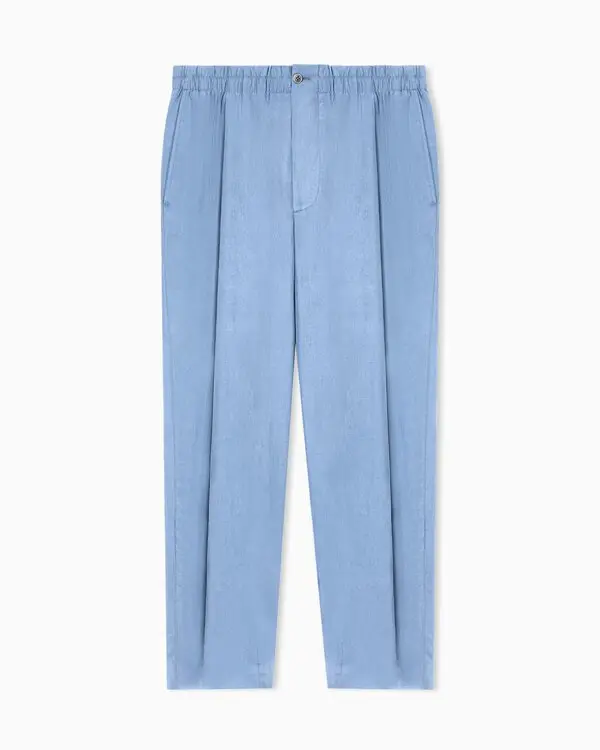 Giorgio Armani Single-pleat Trousers In Lyocell - Light Blue