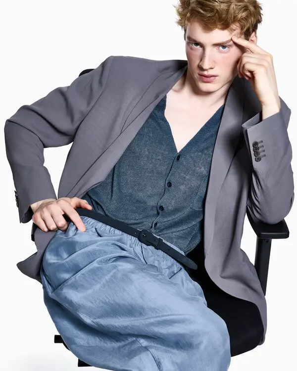 Giorgio Armani Single-pleat Lyocell Trousers - Light Blue