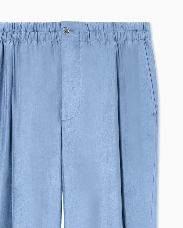 Giorgio Armani Single-pleat Lyocell Trousers - Light Blue