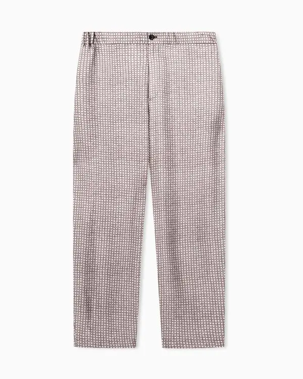 Giorgio Armani Printed Viscose Flat-front Trousers - Beige