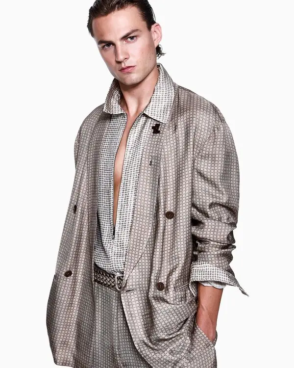 Giorgio Armani Printed Viscose Crépon Shirt With Zip