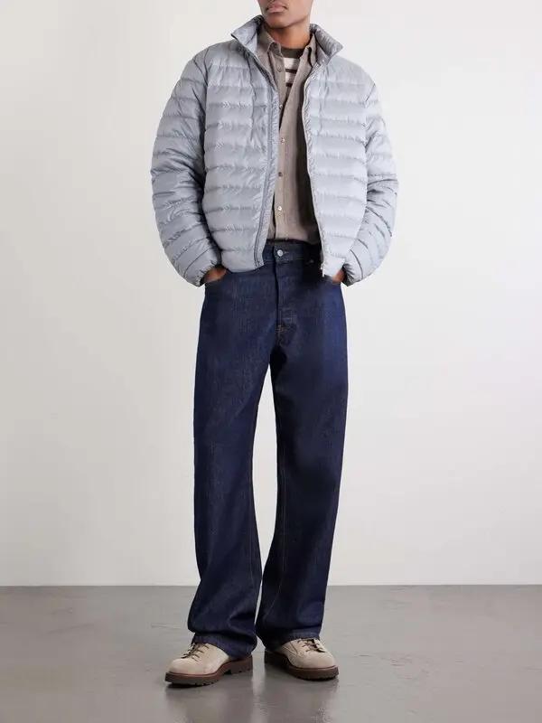 Brunello Cucinelli Straight-leg Pinstriped Pleated Linen Trousers - Gray