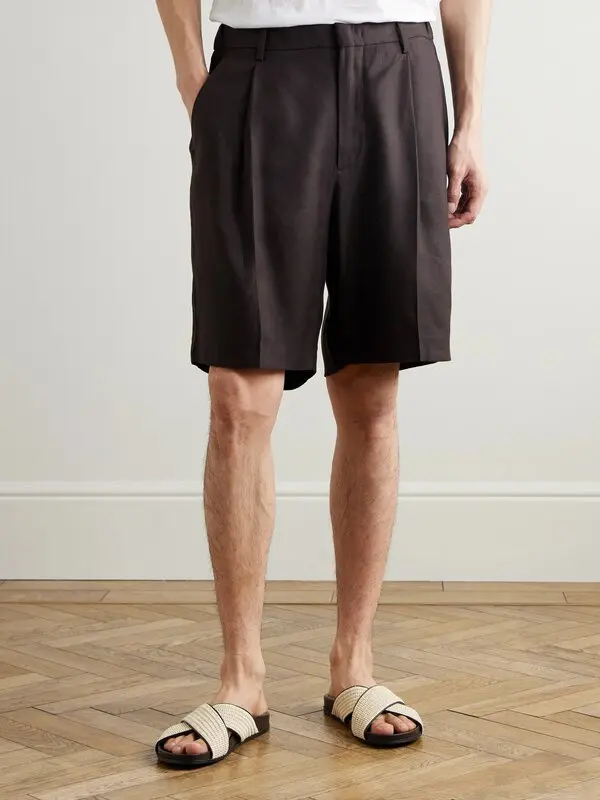 Nn07 Kay 1808 Straight-leg Pleated Shorts - Brown