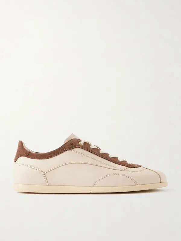 Brunello Cucinelli Suede-trimmed Leather Sneakers - Neutrals