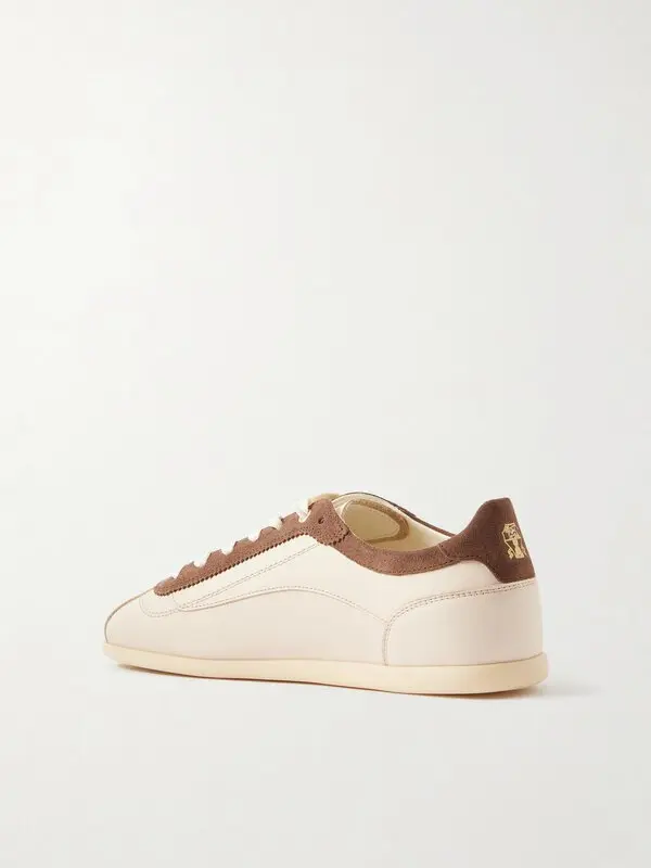 Brunello Cucinelli Suede-trimmed Leather Sneakers - Neutrals