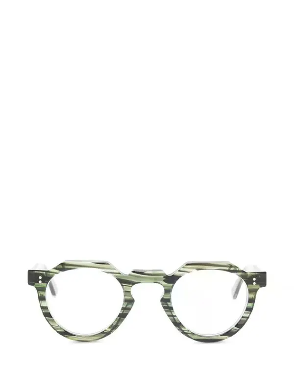LESCA Striped Round-frame Glasses - Green