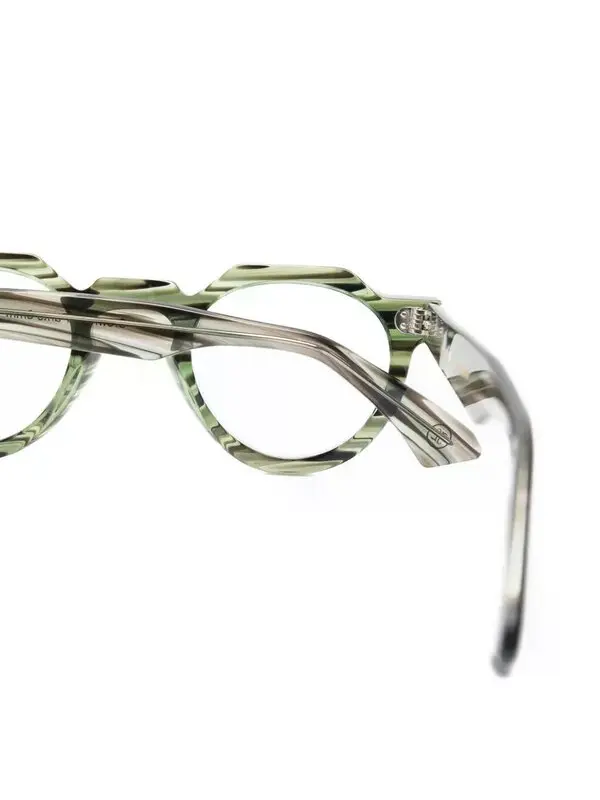 LESCA Striped Round-frame Glasses