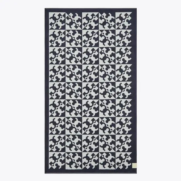Tory Burch Diagonal T Jacquard Towel - Navy
