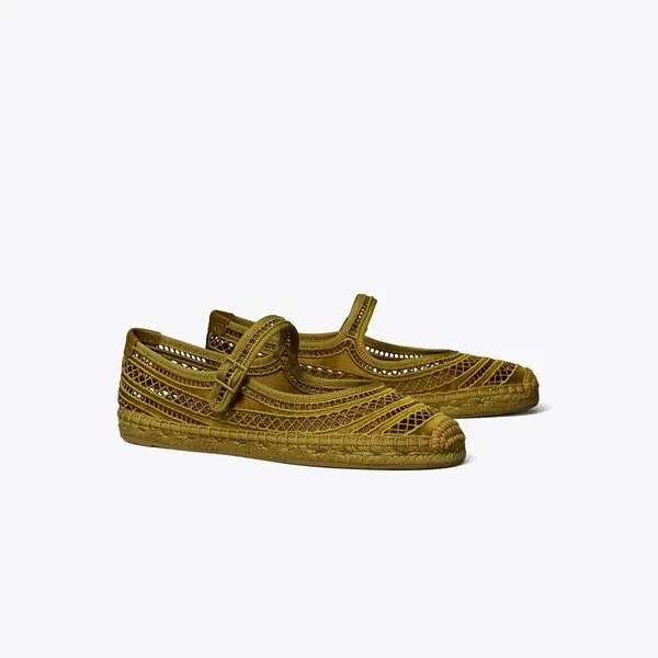 Tory Burch Open Weave Mary Jane Espadrille - Olive Twig