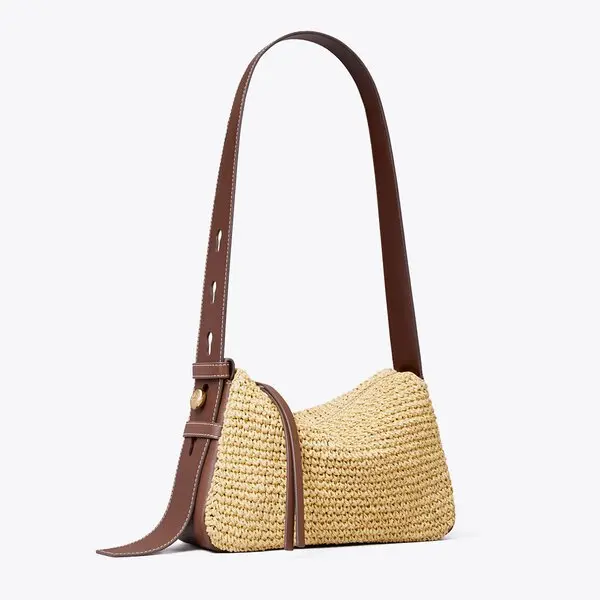 Tory Burch Small Romy Woven Shoulder Bag - Natural
