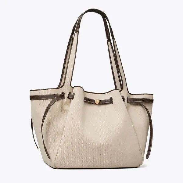 Tory Burch Romy Canvas Tote - Dusty Almond/bianco White