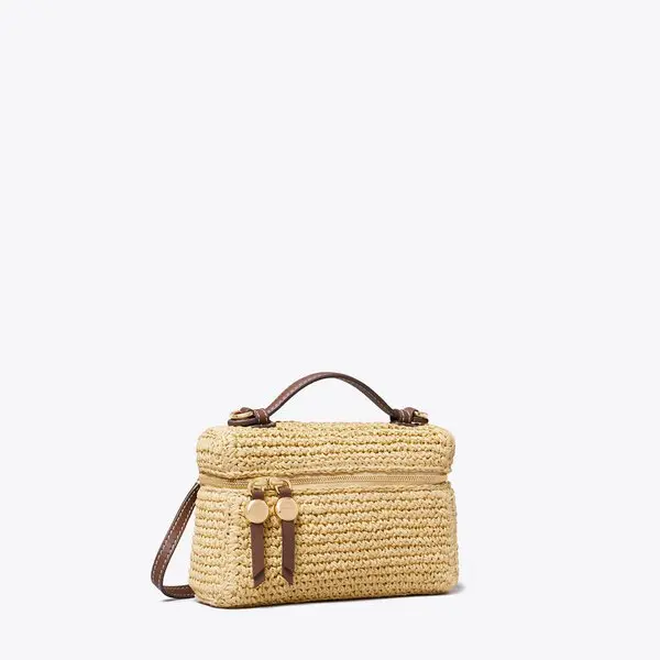 Tory Burch Slim Romy Woven Top Handle Bag - Natural