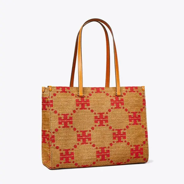 Tory Burch T Monogram Woven Tote - Natural