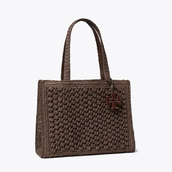 Tory Burch Small Ella Hand-crocheted Popcorn Tote - Dark Cocoa