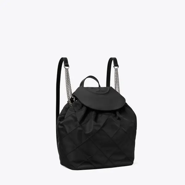 Tory Burch Fleming Nylon Backpack - Black