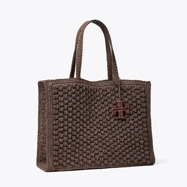 Tory Burch Large Ella Hand-crocheted Popcorn Tote - Dark Cocoa