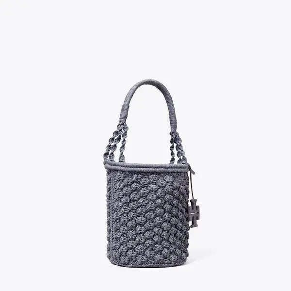 Tory Burch Ella Hand-crocheted Popcorn Bucket Bag - Gray