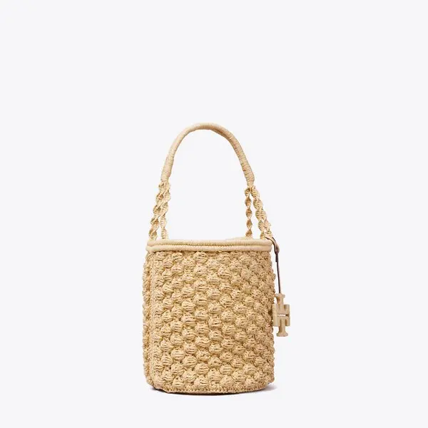 Tory Burch Ella Hand-crocheted Popcorn Bucket Bag - Natural