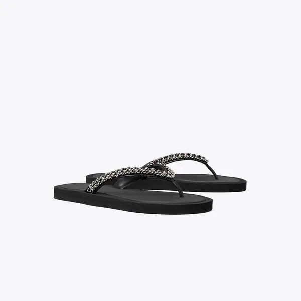Tory Burch Kira Chain Flip-flop - Perfect Black