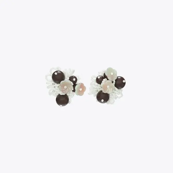 Tory Burch Runway Beaded Cluster Clip-on Earrings - Tory Silver