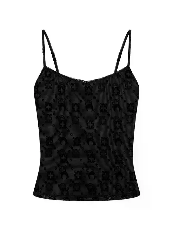 MARINE SERRE Moonogram Mesh Strappy Top - Black