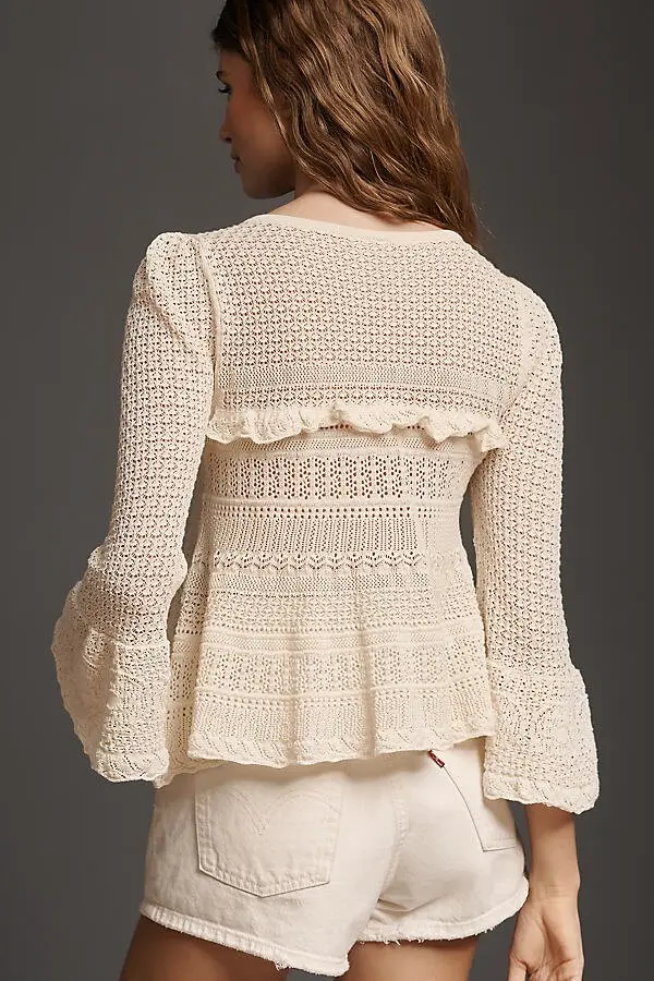 Anthropologie Cotton Bell-sleeve Sweater