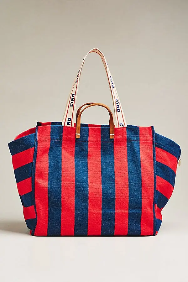 Clare V. Beach Tote And Clutch - Red Stripe