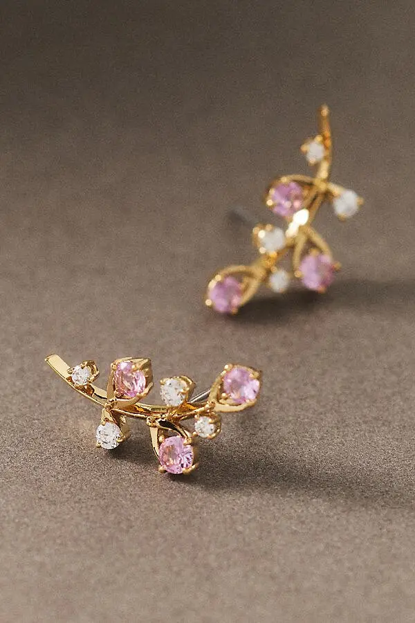 Nadri Adorn Pink Vine Climber Earrings