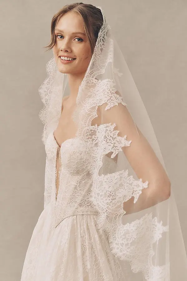 Watters Char Mantilla Cathedral Veil