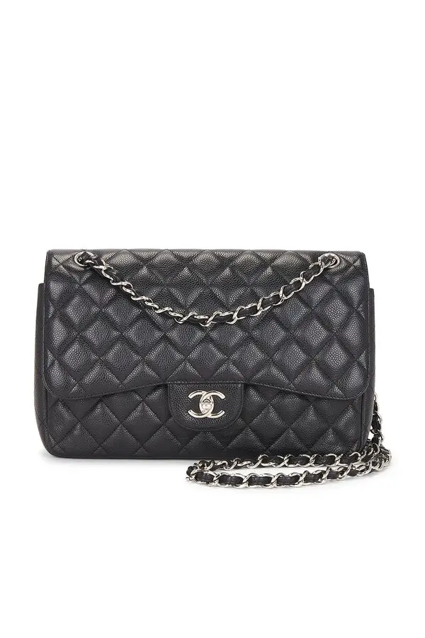 Chanel Caviar Jumbo Classic Double Flap Bag - Black