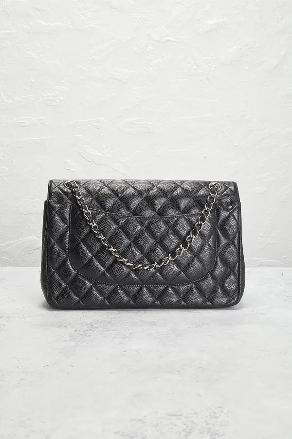 Chanel Caviar Jumbo Classic Double Flap Bag - Black
