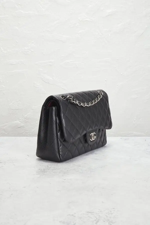 Chanel Caviar Jumbo Classic Double Flap Bag - Black