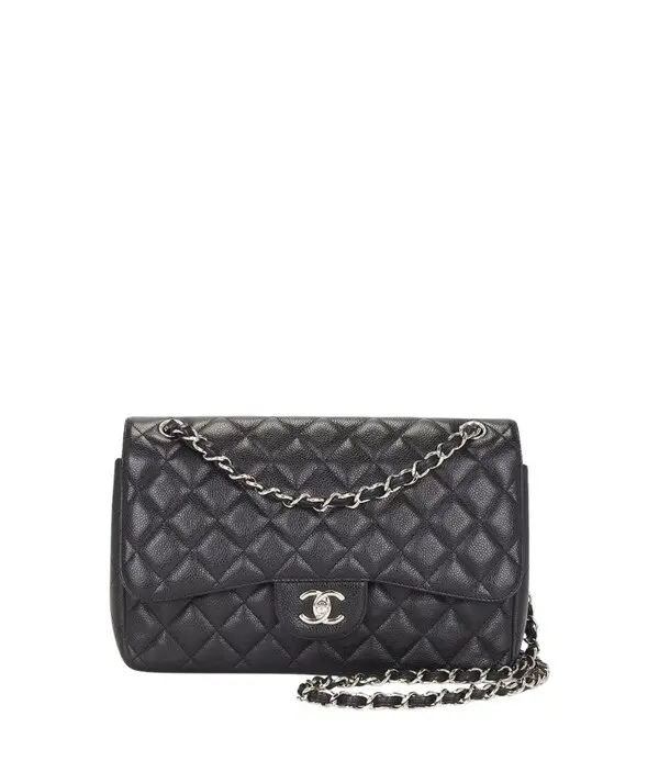 Chanel Caviar Jumbo Classic Double Flap Bag - Black