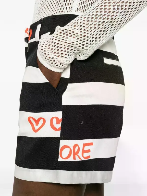 ALESSANDRO ENRIQUEZ Striped Heart-detail Shorts
