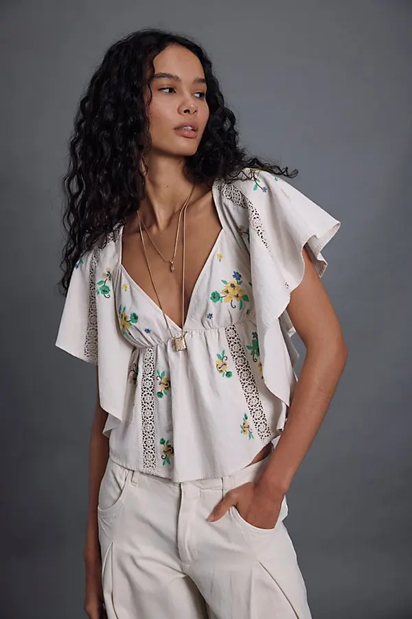 Free People Make Me Yours Blouse - Ivory Combo
