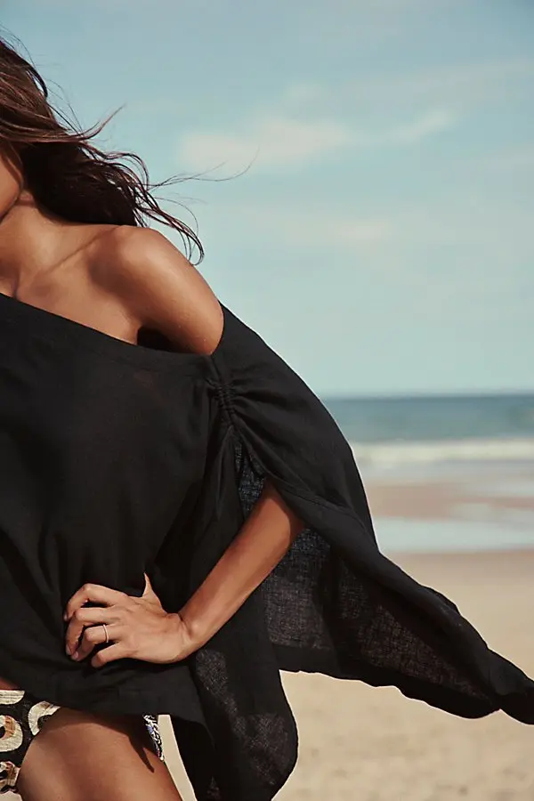 Free People Coralyn Convertible Linen Cape Top - Black
