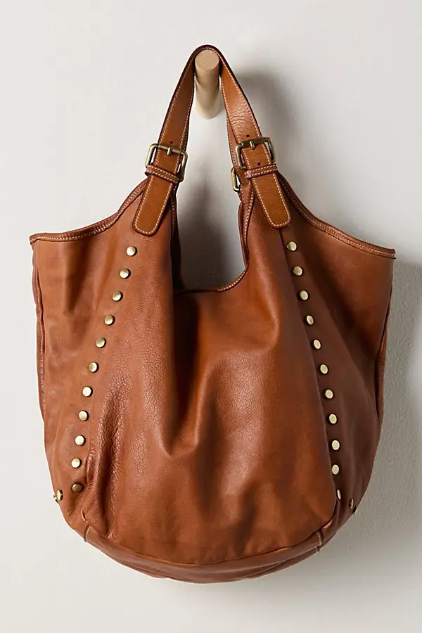 BOLSA NOVA Slouchy Stud Tote - Cognac