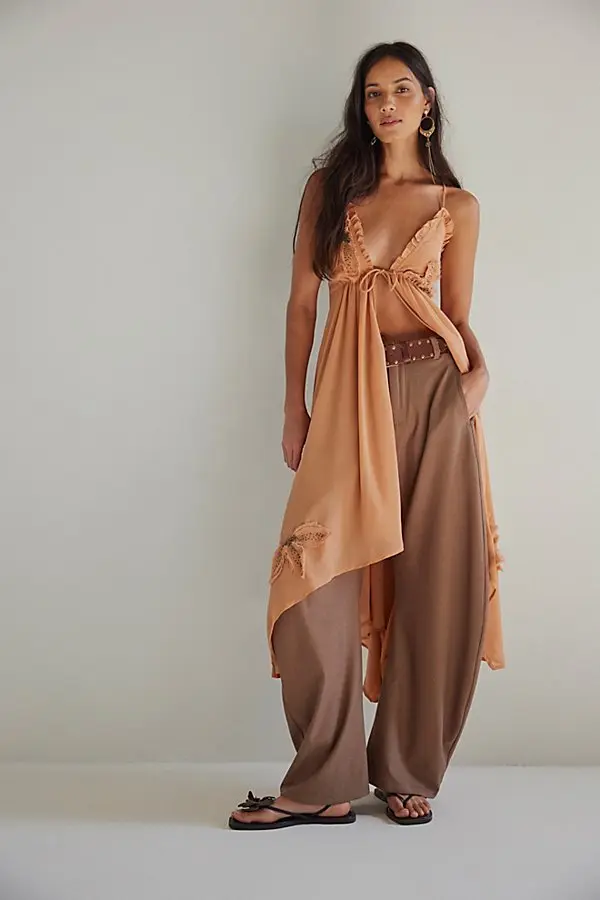Free People Harlow Embellished Maxi Top - Peach