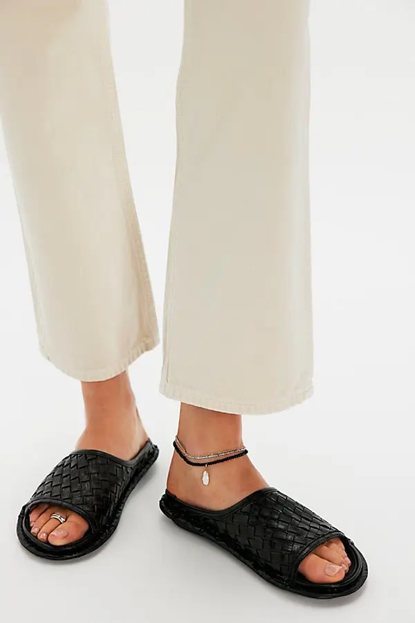 VIBAE Saint Tropez Woven Slide Sandals - Black