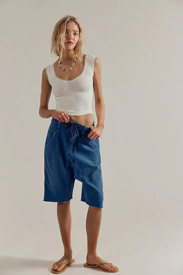 Free People We The Free Sage Denim Harem Shorts - Love Me Knot