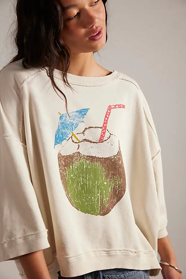 Free People We The Free Everything Printed Pullover - Coconut Combo