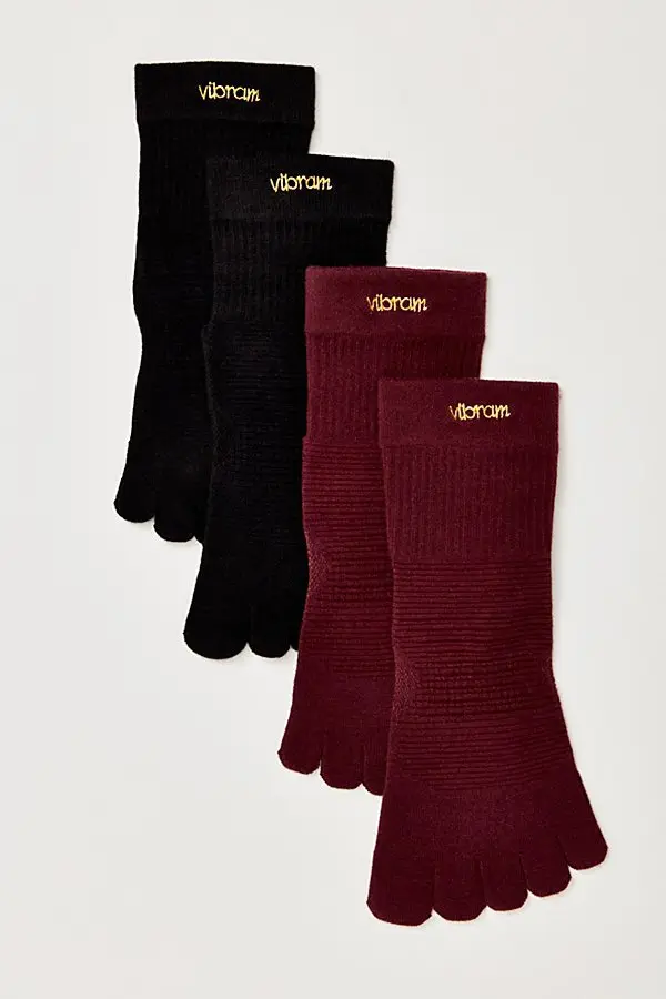 Vibram Toe Socks 2-pack - Black/fig